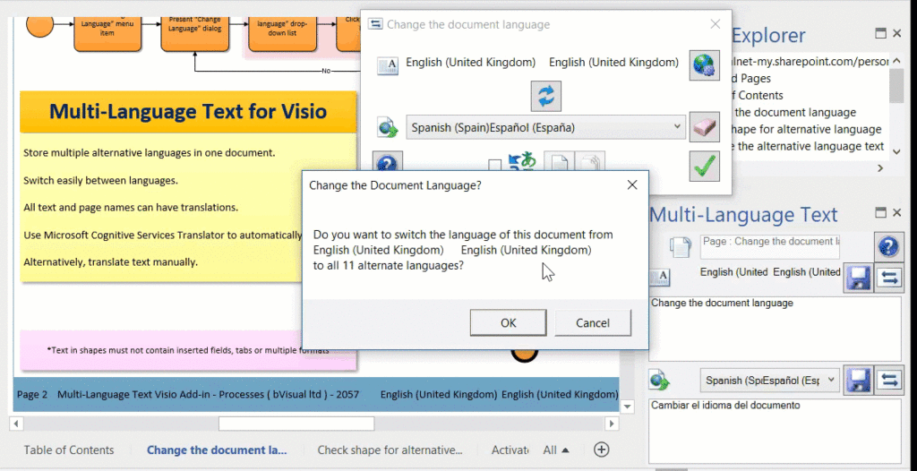 Embedding multiple language texts in one document in Visio - bVisual