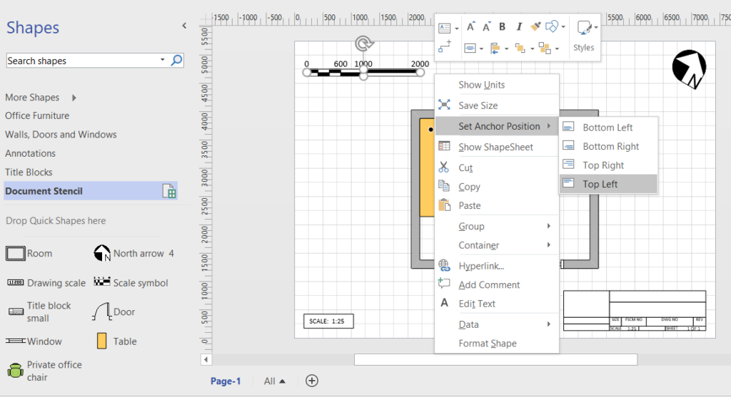 Anchoring scaled shapes to page corners in Visio - bVisual