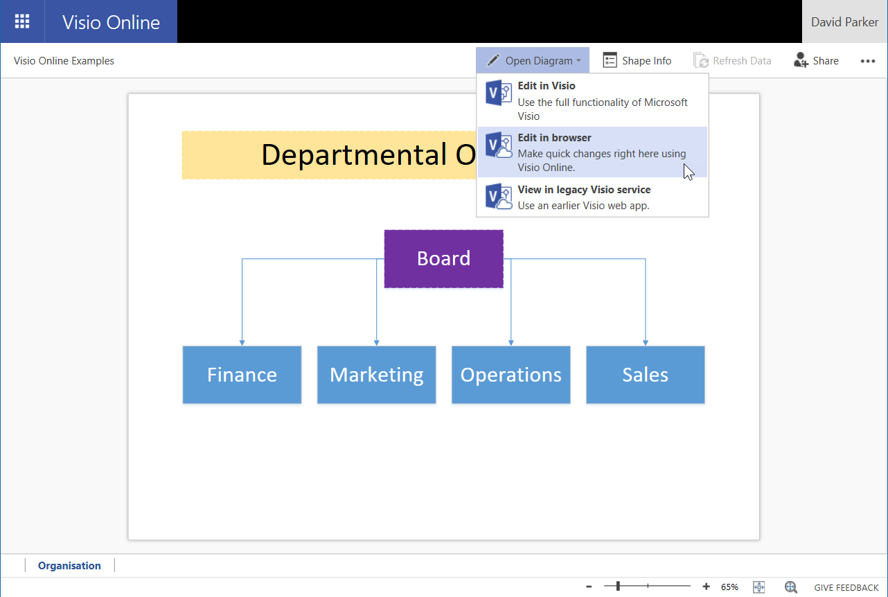 Create & edit Visio diagrams in browser - bVisual