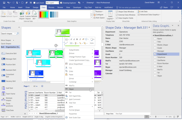 Aliasing Data Columns for Visio Organization Chart Wizard - bVisual