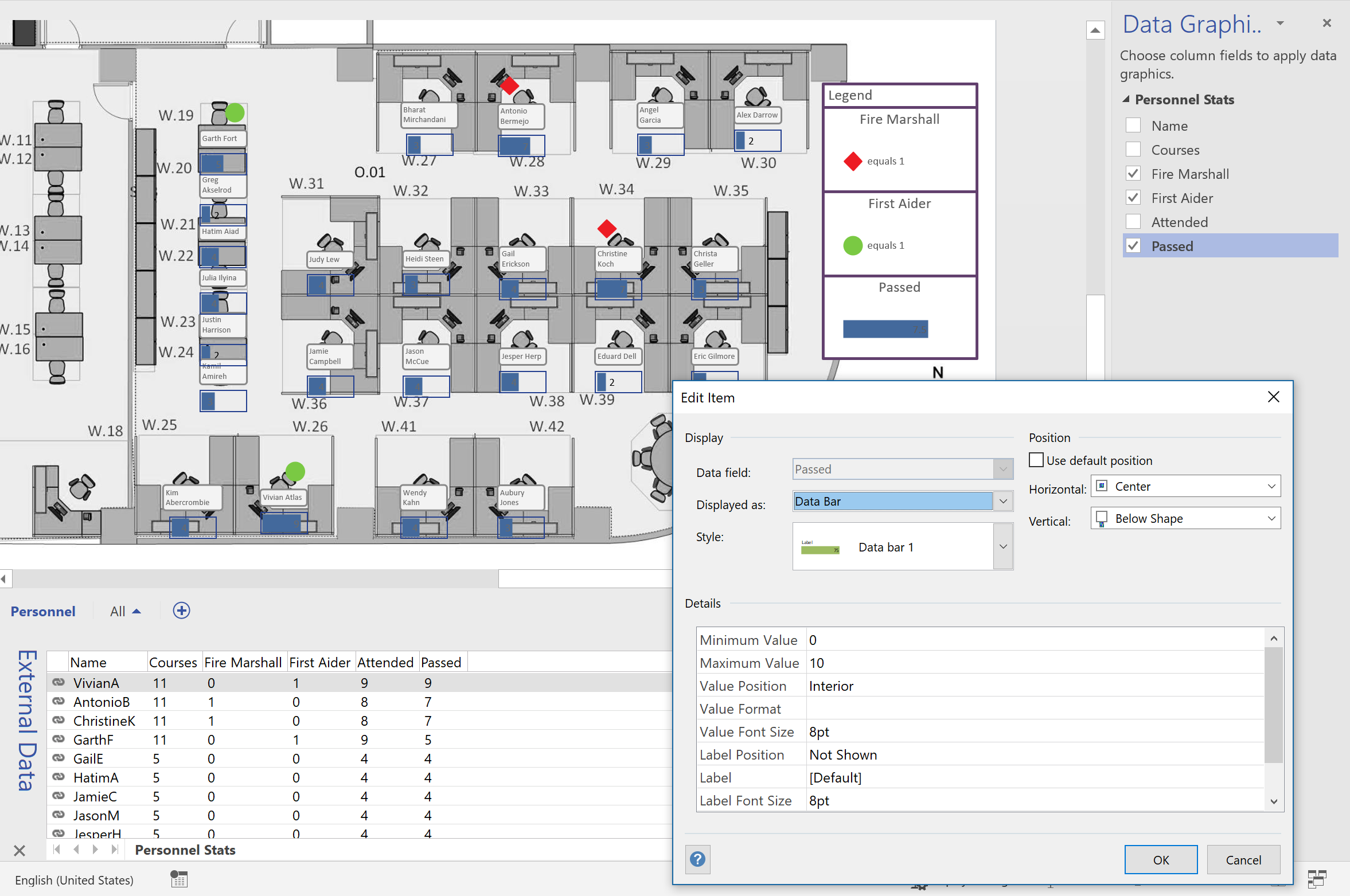 Icons Sets and Data Bars in PowerBI Visio visual - bVisual
