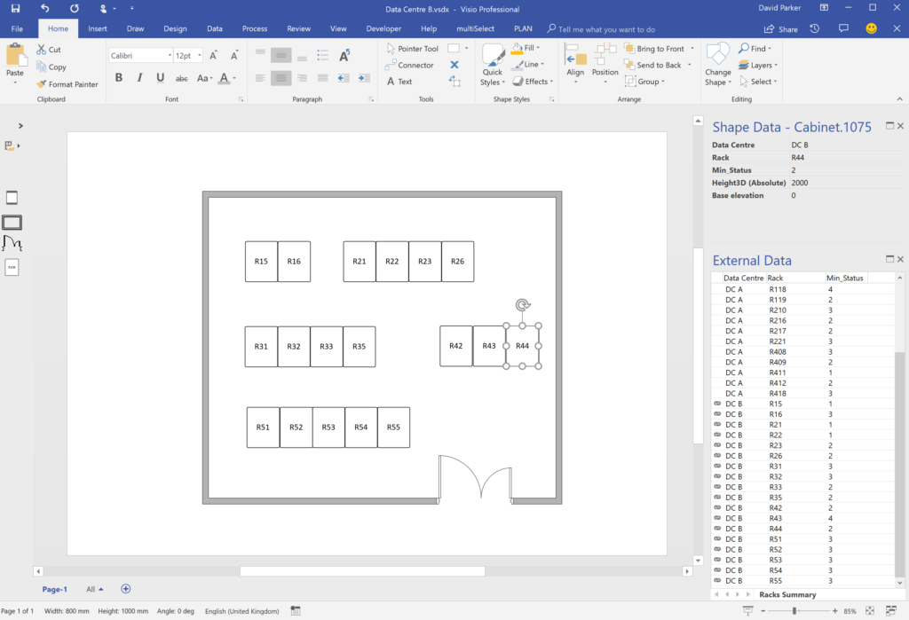 Data Centre Racks in Visio in PowerBI - bVisual