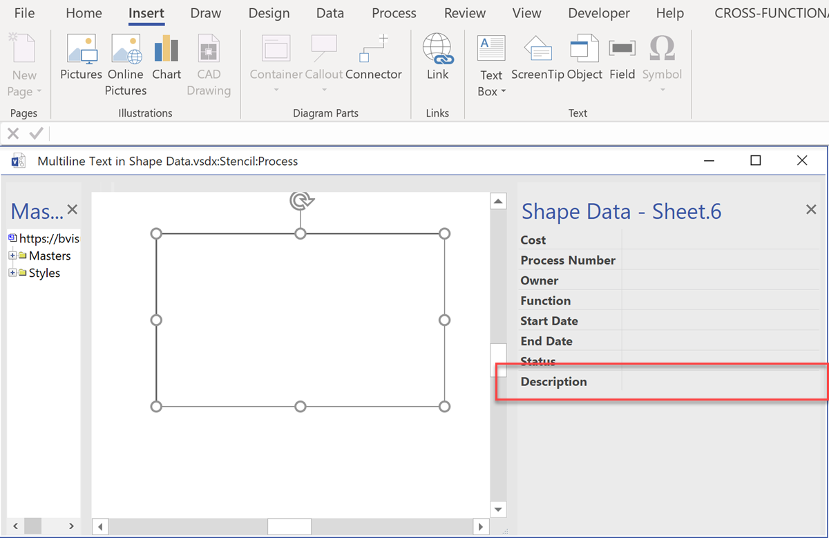 Multi-line text in Visio Shape Data - bVisual
