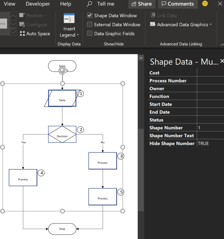 Displaying Visio Number Shapes data clearly