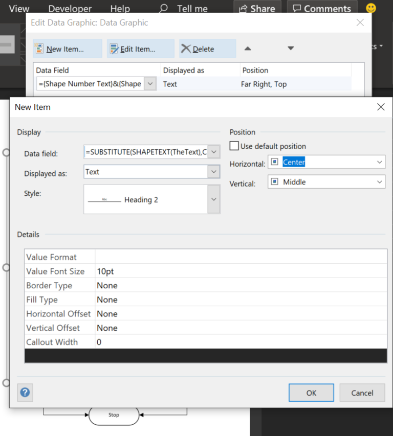 Displaying Visio Number Shapes data clearly