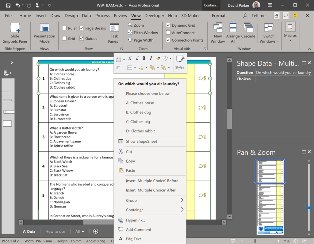 Using some Visio Shape Data in Visio for the Web - bVisual