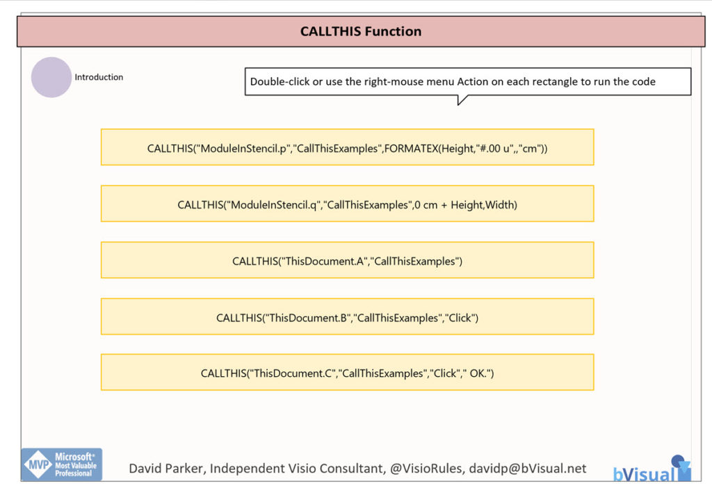 Using the CALLTHIS function in Visio - bVisual