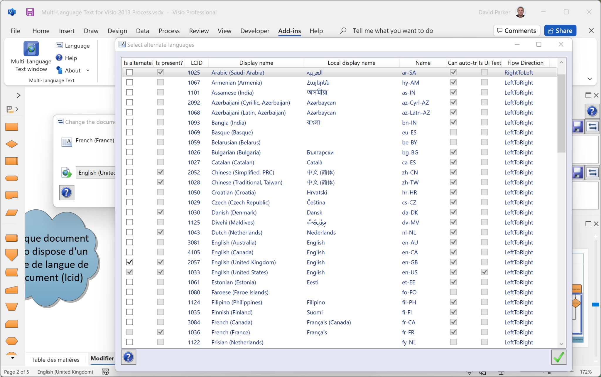 Have multiple alternate languages in the same Visio diagram - bVisual