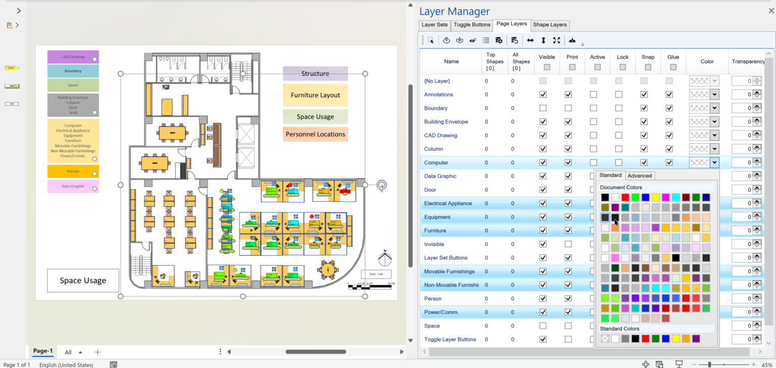 Editing Visio Layer Colours with LayerManager - bVisual