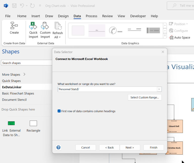 Linking Data To Shapes In Visio After Using Data Visualizer Bvisual