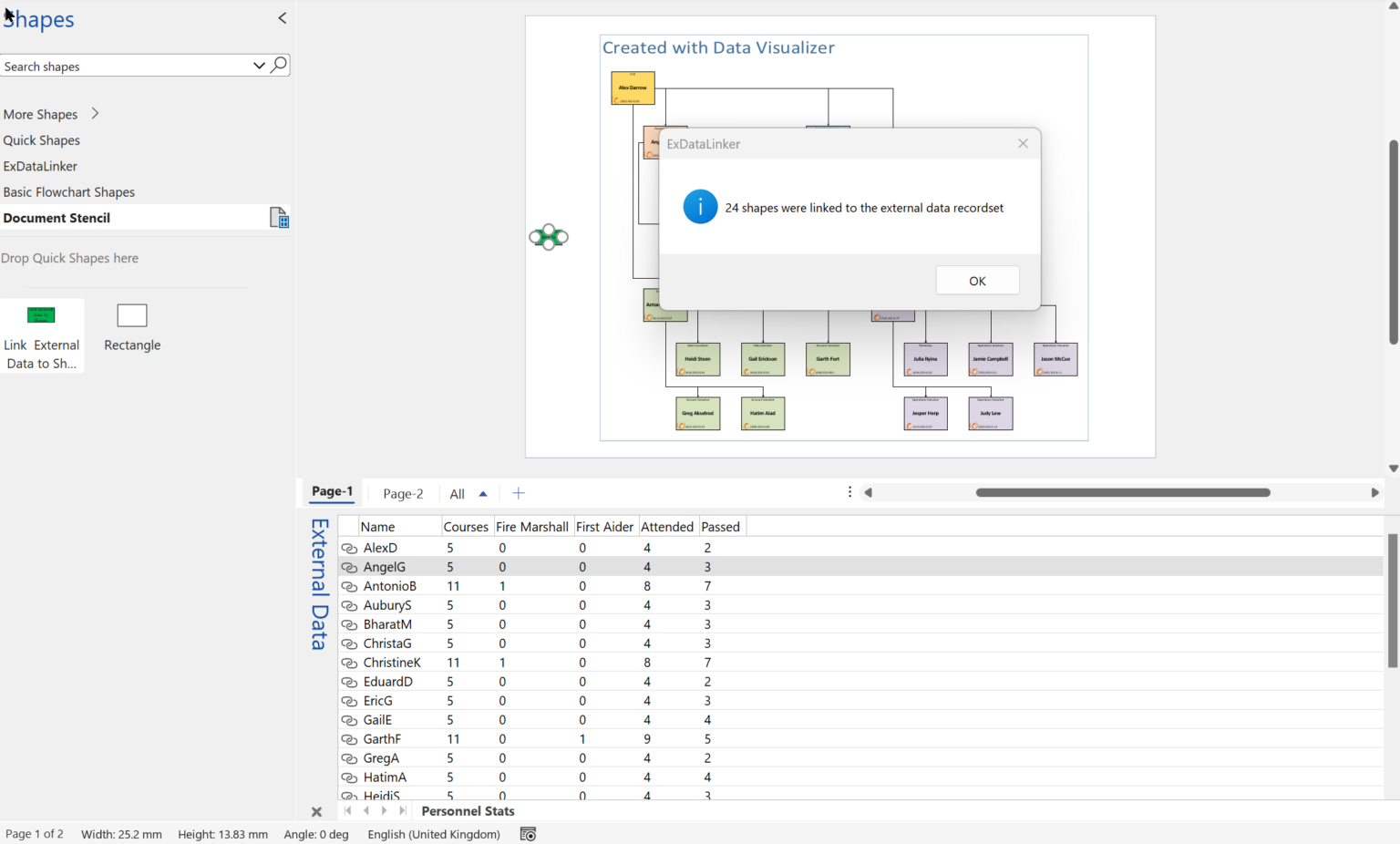 Linking Data to Shapes in Visio after using Data Visualizer - bVisual