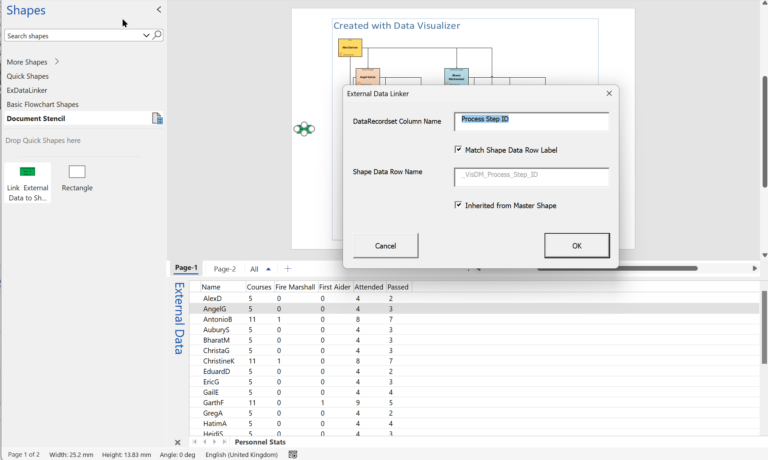 Linking Data to Shapes in Visio after using Data Visualizer - bVisual