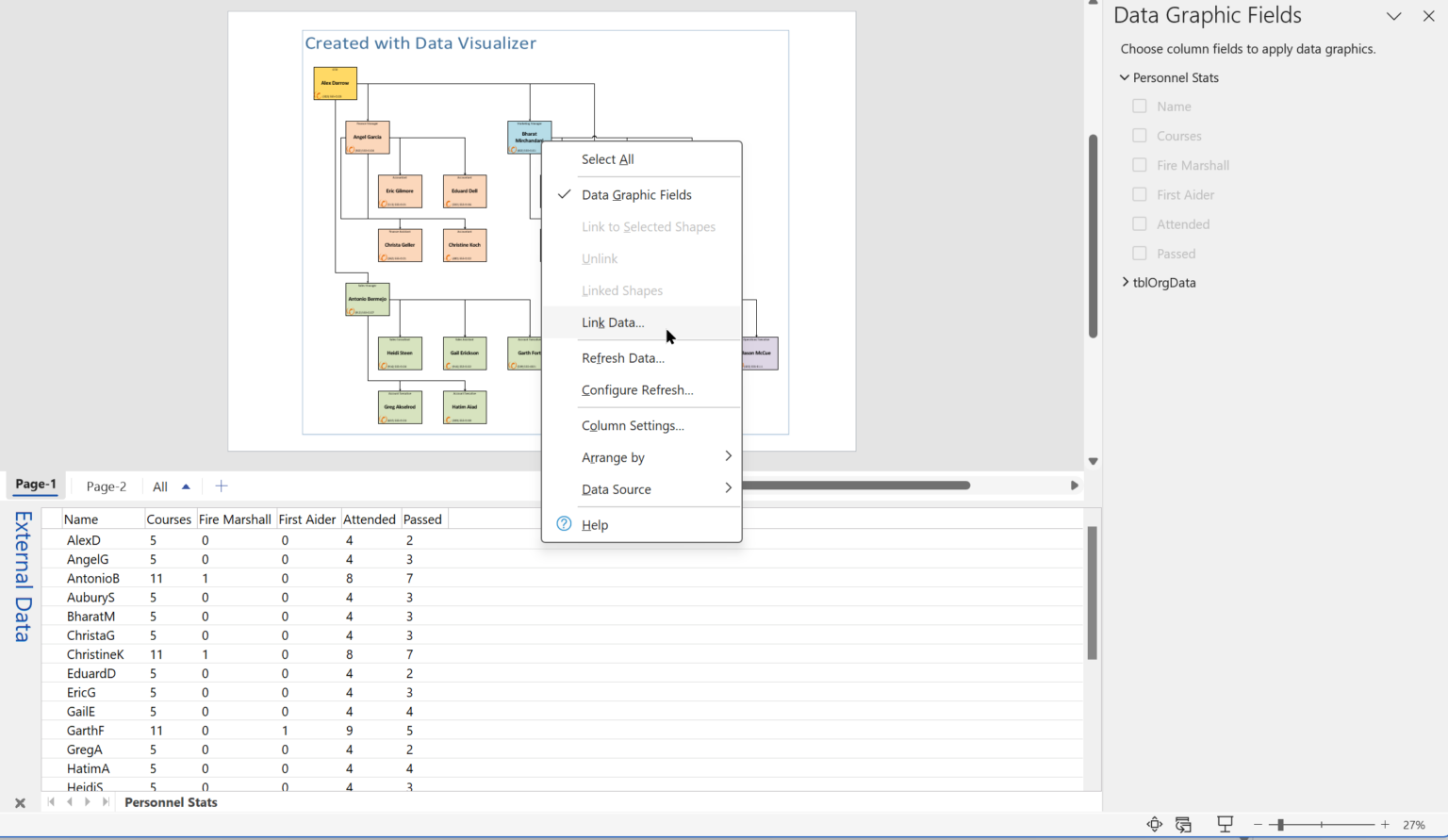 Linking Data to Shapes in Visio after using Data Visualizer - bVisual