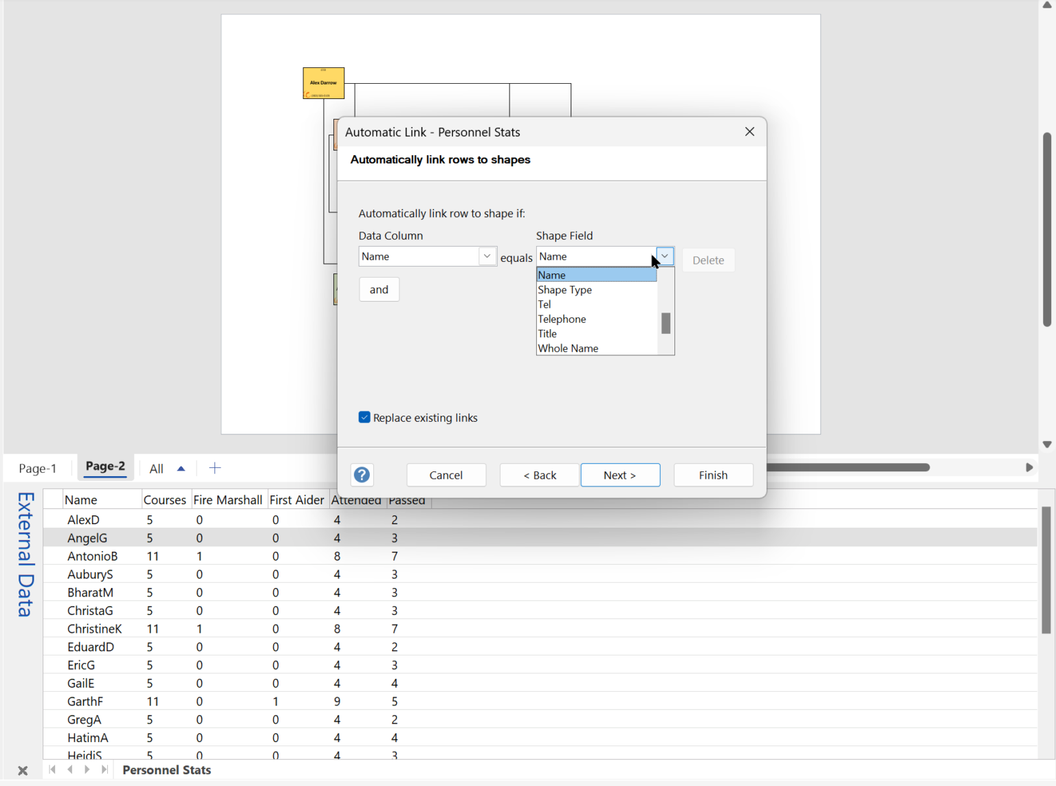 Linking Data to Shapes in Visio after using Data Visualizer - bVisual