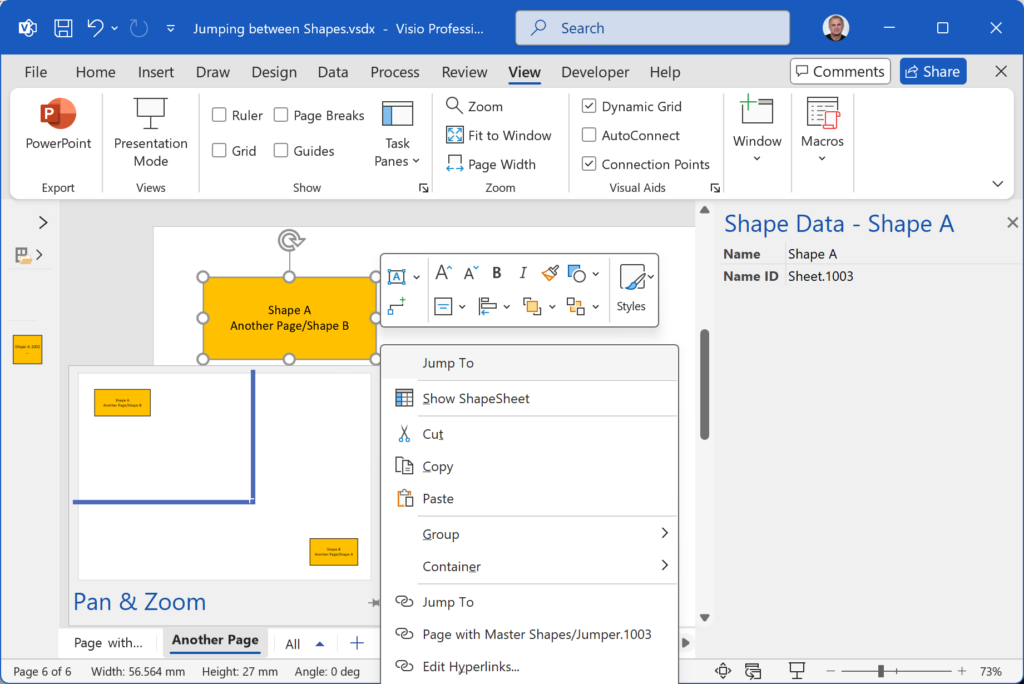 Jumping between Shapes in Visio - bVisual